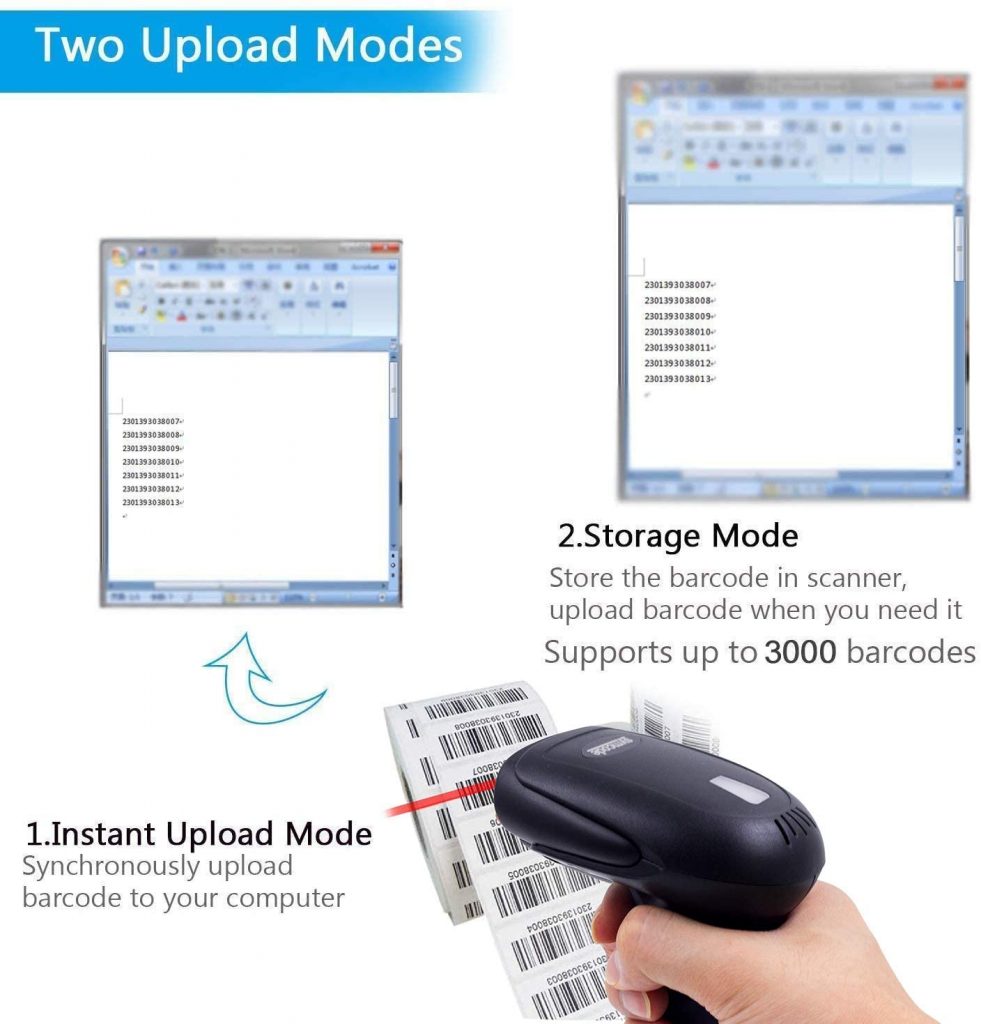 Symcode escáner de código de barras inalámbrico versátil 2 en 1 ...